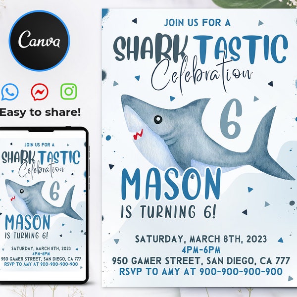 Shark Invitation - Etsy