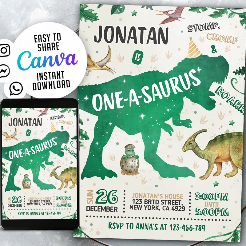 Dinosaur Invitation - Etsy