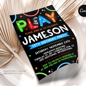 Boy Play Birthday Invitation, Playground Invitation, Gaming Invitation ...