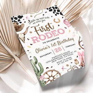 First Rodeo Girl Birthday Invitation, Cowgirl Birthday Party Invitation ...