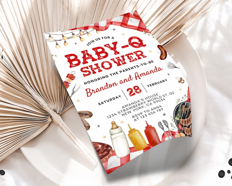 Baby-q Baby Shower Invitation, Baby Q Backyard Couples Baby Sprinkle ...