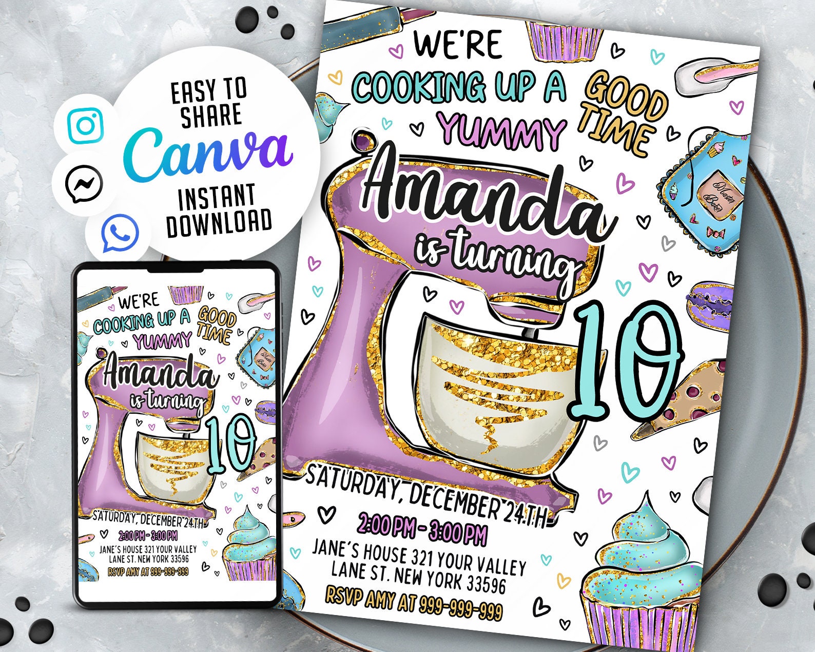 Editable Baking Birthday Party Invitation Baking Party - Etsy