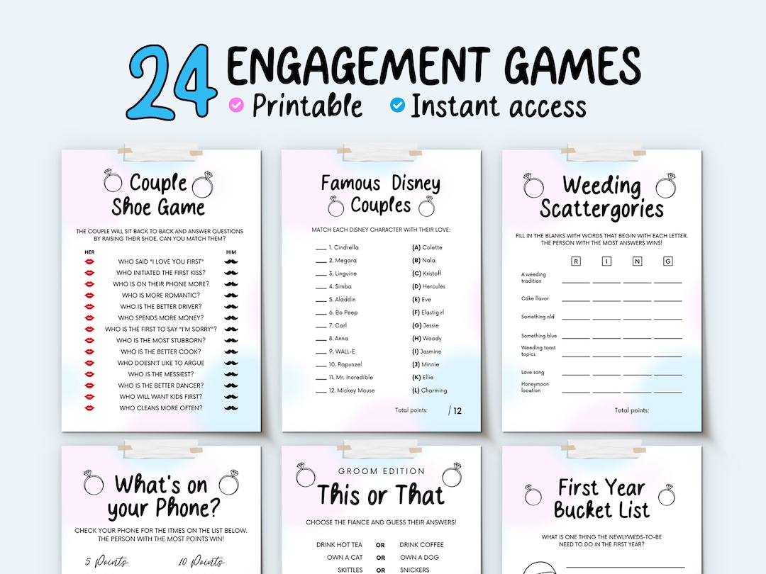 Engagement Party Games Bundle, Engagement Printable Games, Engagement ...