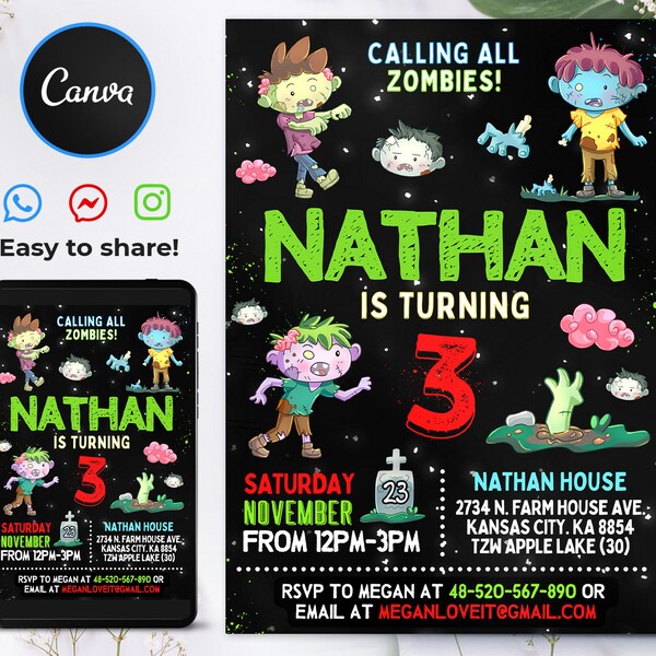 Zombie Invitation - Etsy