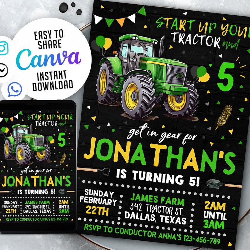 Tractor Invitations - Etsy