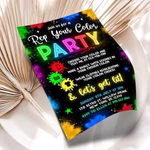 Color Party Invitation, Rep Your Color Party, Colour Splash Party ...