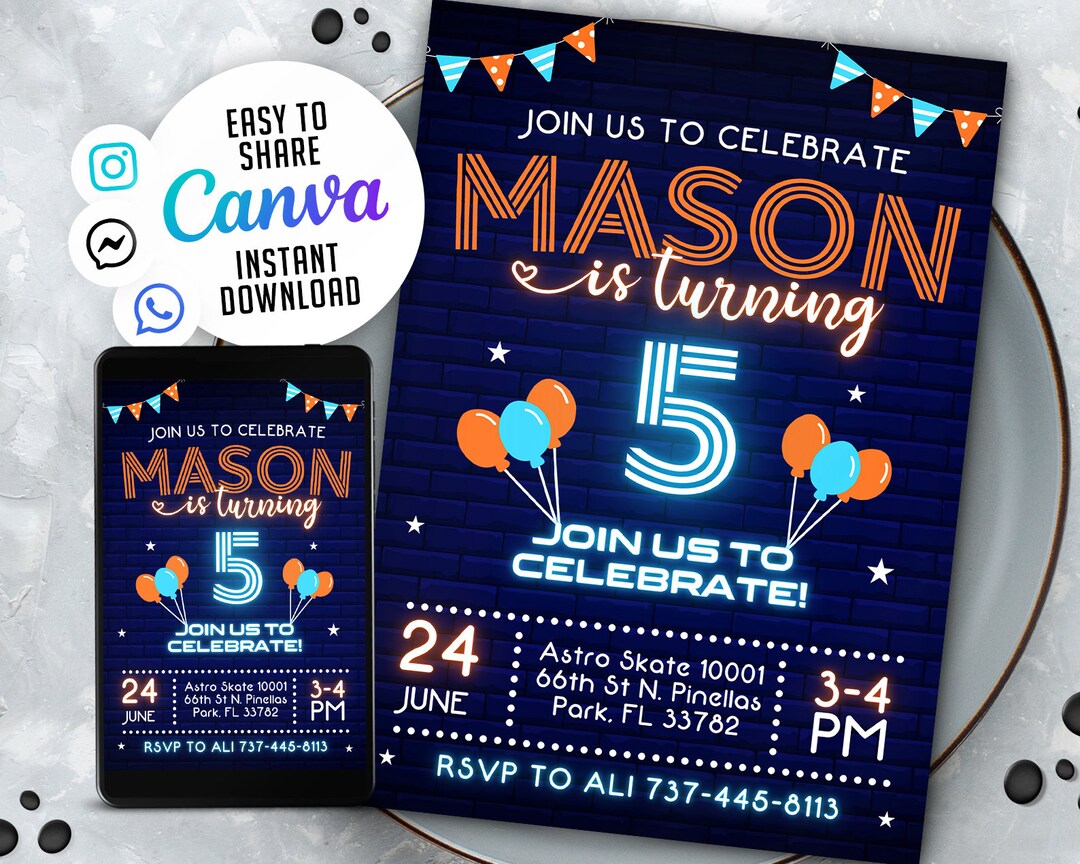 Boy Birthday Invitation, Boy Birthday Invites, Instant Download Boy ...