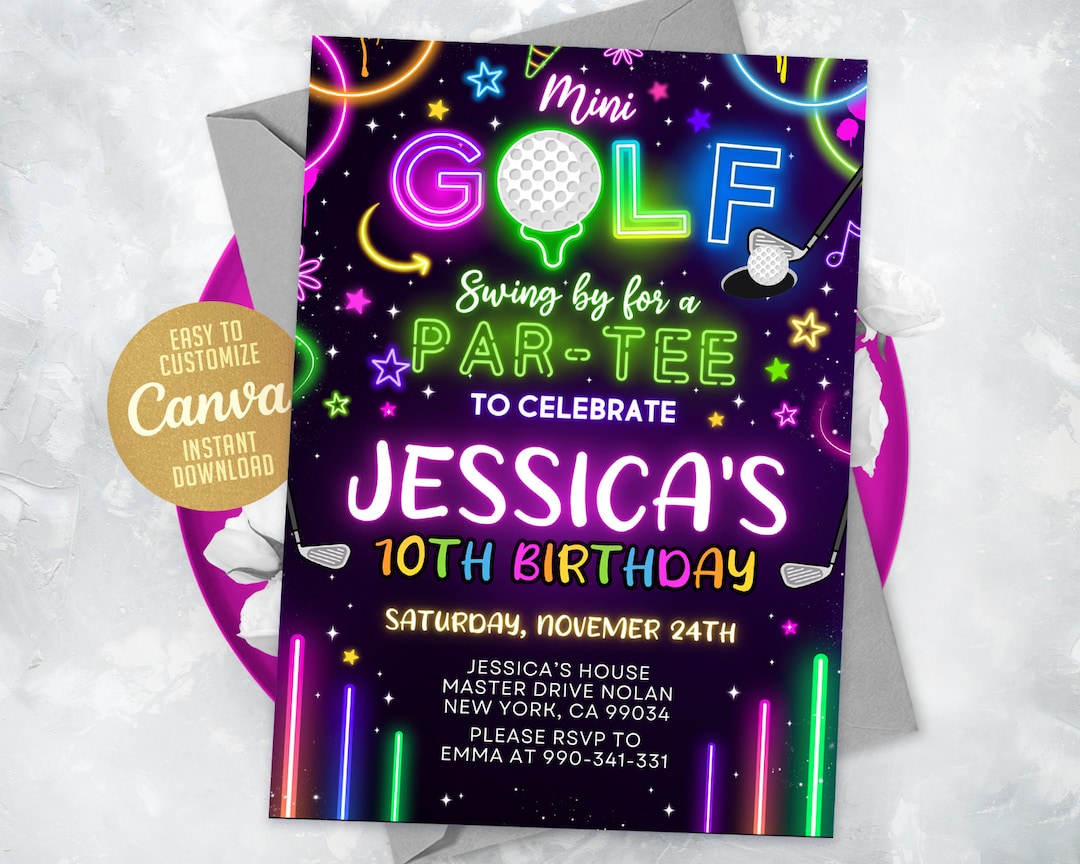 Mini Golf Birthday Invitation, Golf Party Invites Boy Girl Mini Golf ...