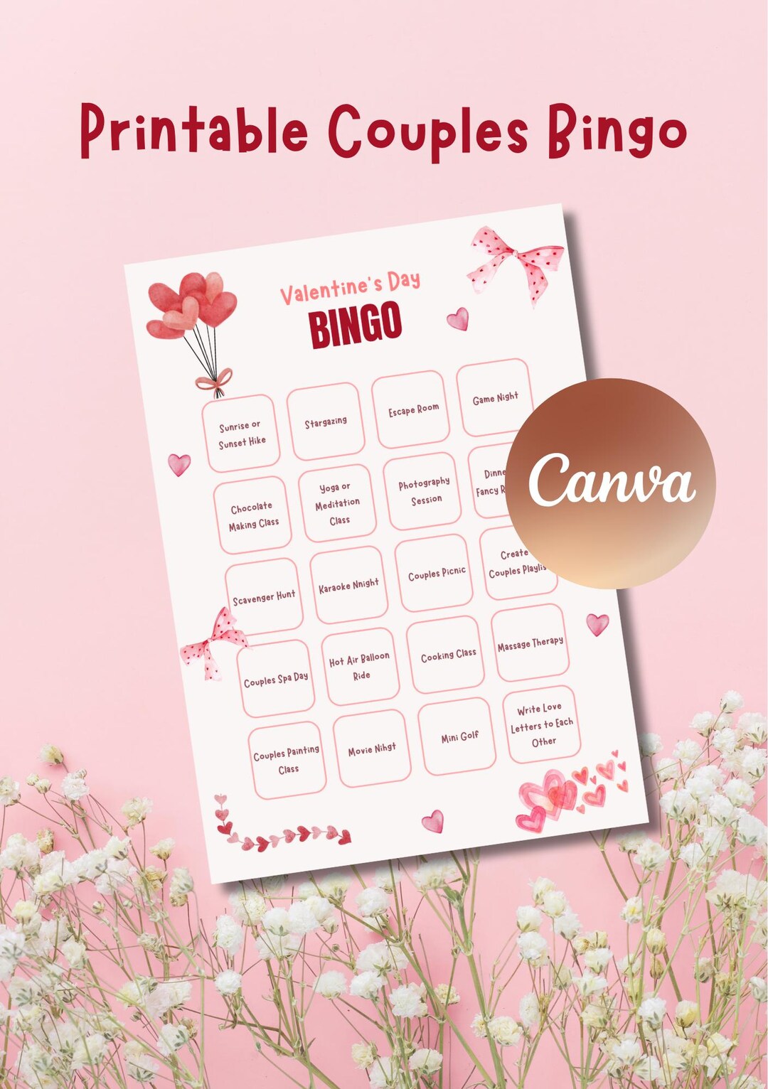 Printable Valentine's Day & Anniversary Love Bingo - Valentine's Day ...