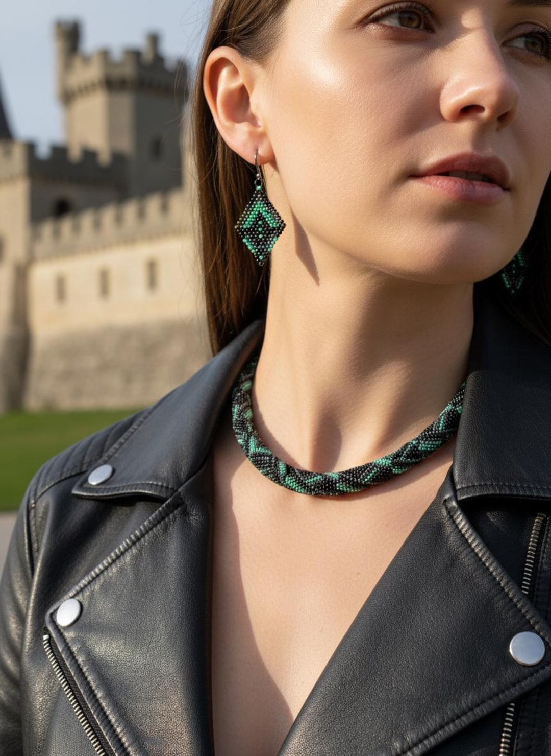 Set of Crochet Jewellery "green Bumblebee" - Necklace, Bracelet and ...