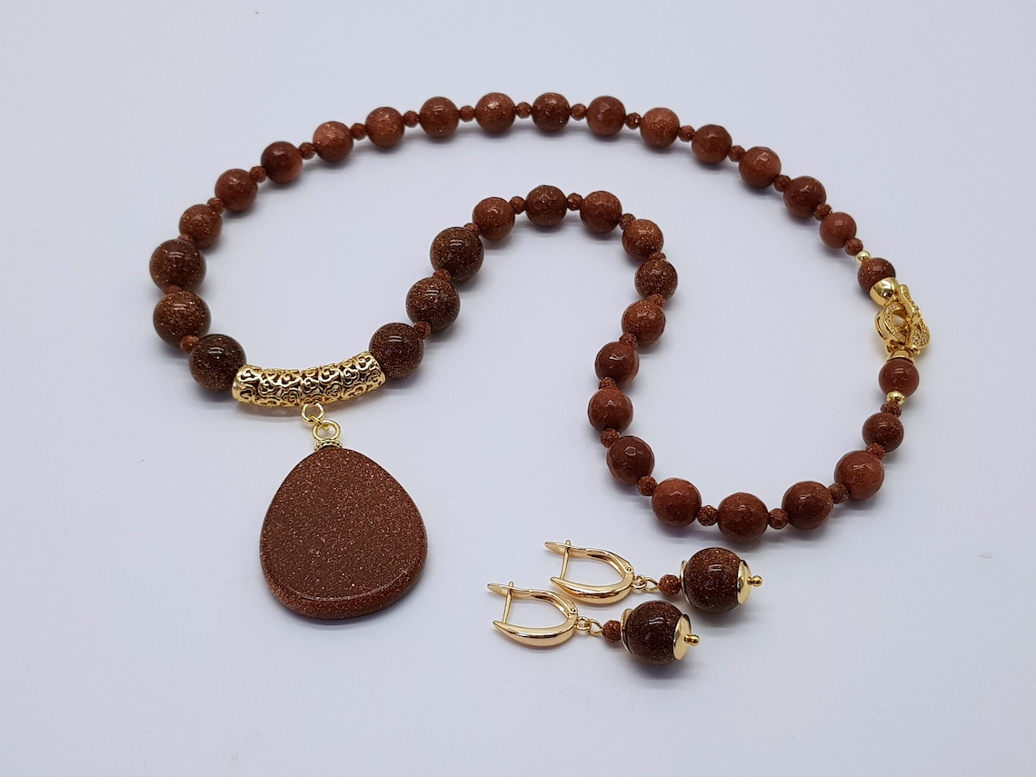 Sandstone Set, Necklace With Pendant & Earrings, Necklace Designs ...