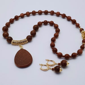 Sandstone Set, Necklace With Pendant & Earrings, Necklace Designs ...