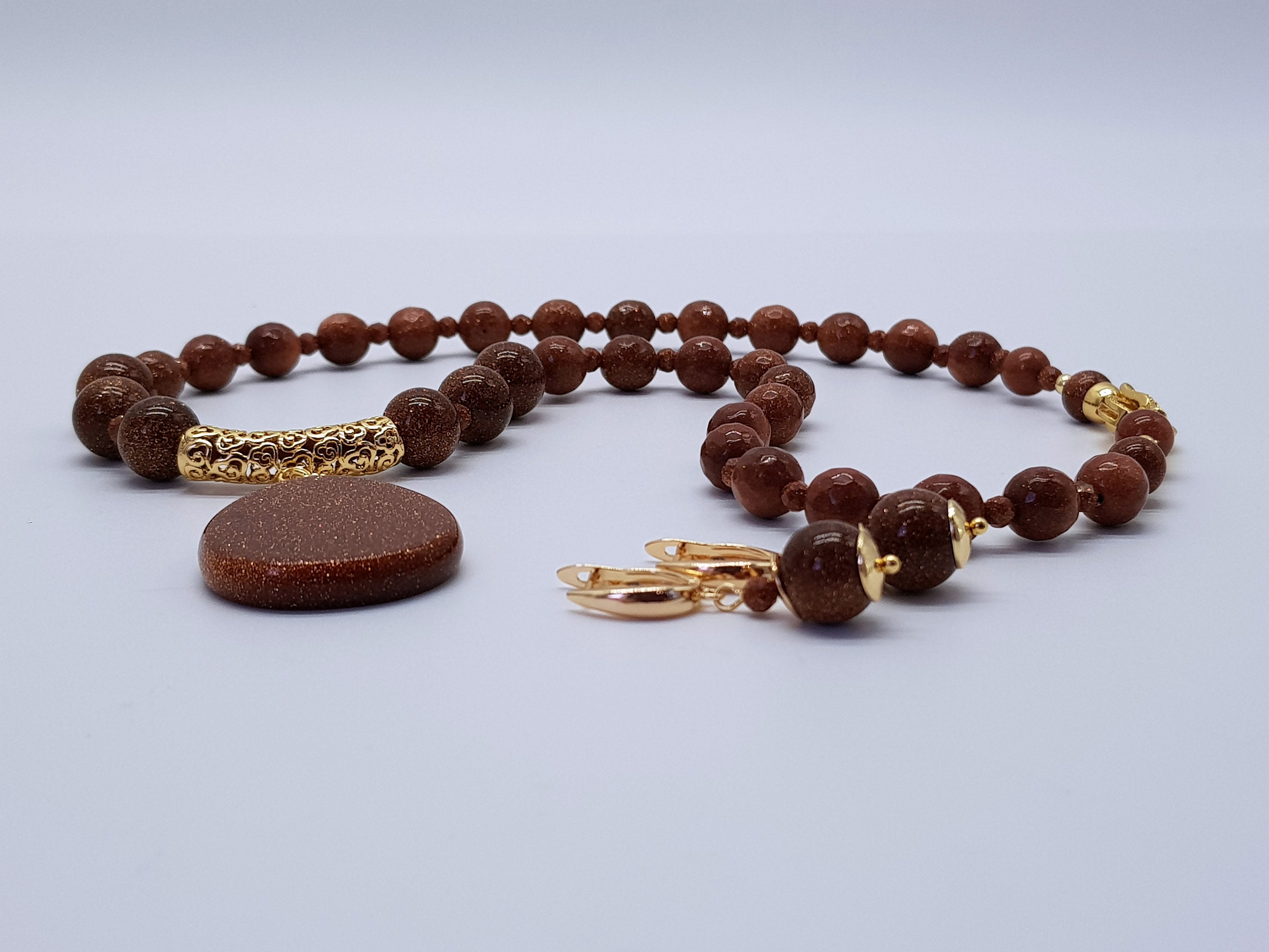 Sandstone Set, Necklace With Pendant & Earrings, Necklace Designs ...