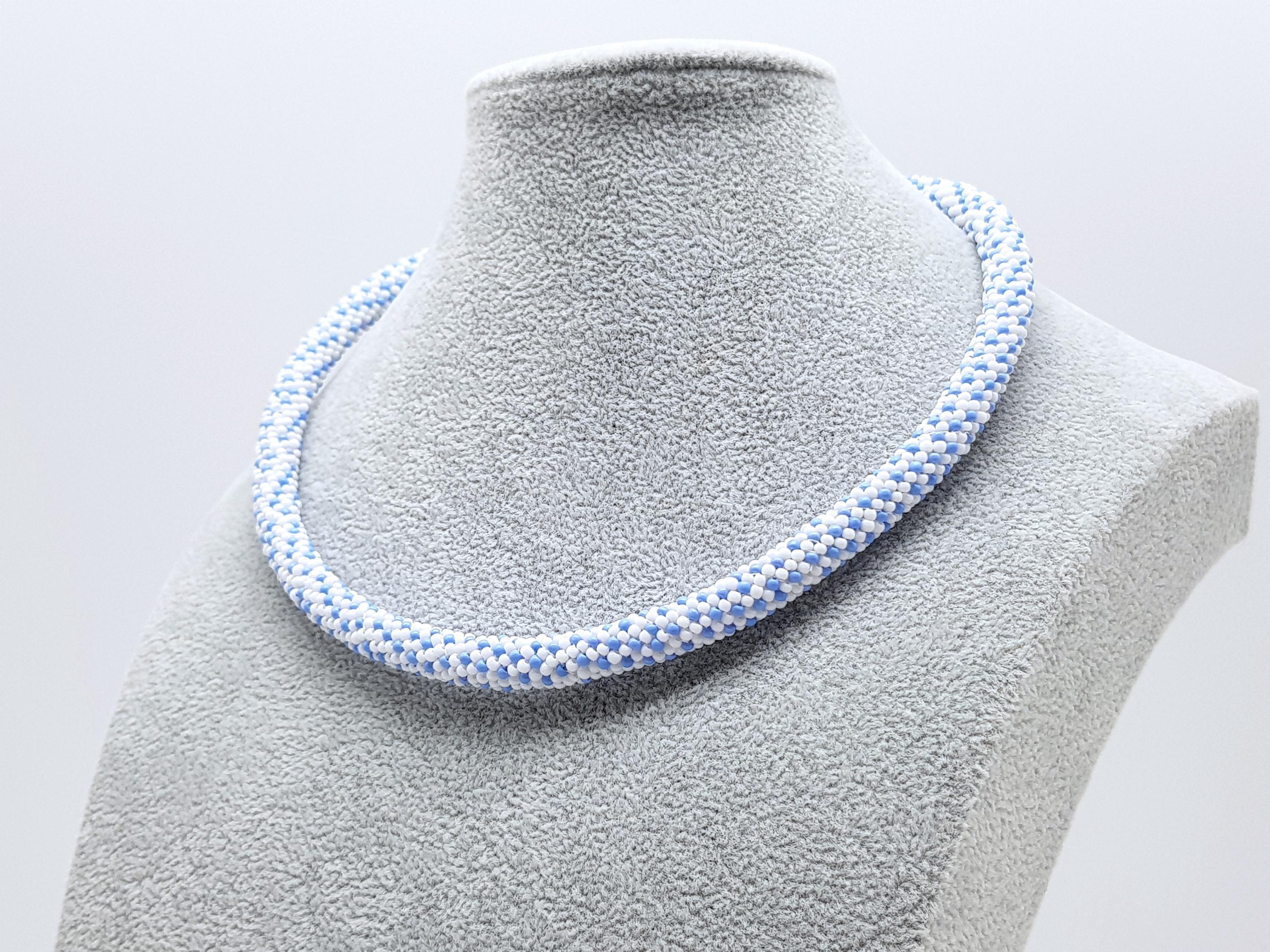 Braided White/blue Set: Choker and Bracelet. Artisan Jewellery - Etsy UK