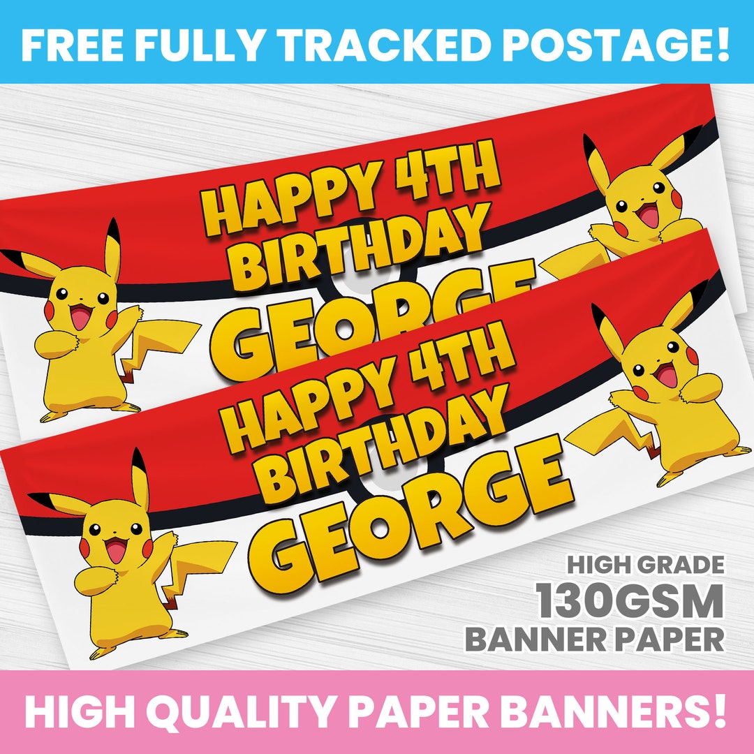 Personalised Pokemon Birthday Banners - Etsy