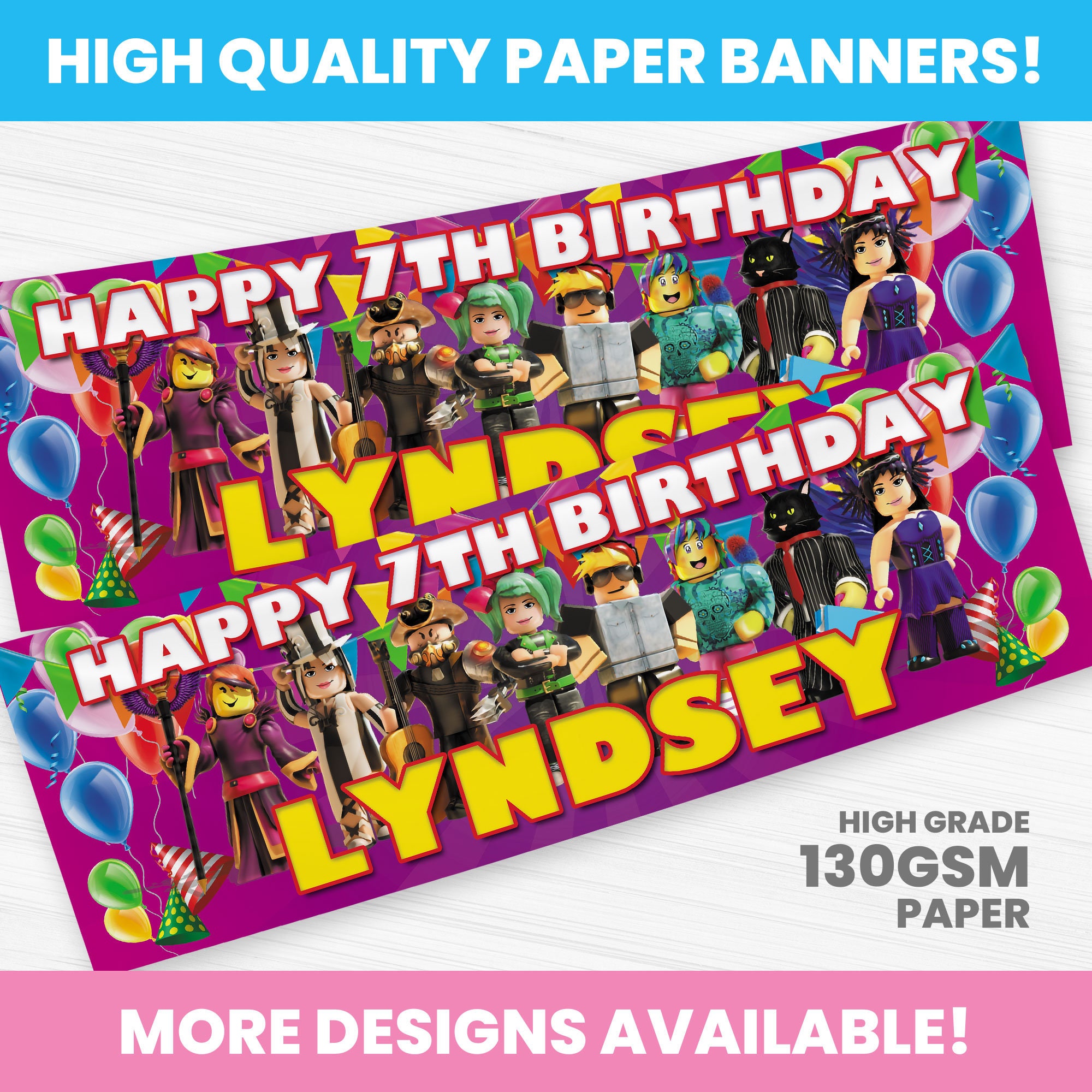 Personalised Roblox Birthday Banners - Etsy UK