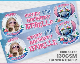 2 X Personalised Disney's Lilo & Stitch Angel Birthday Banners LARGE ...