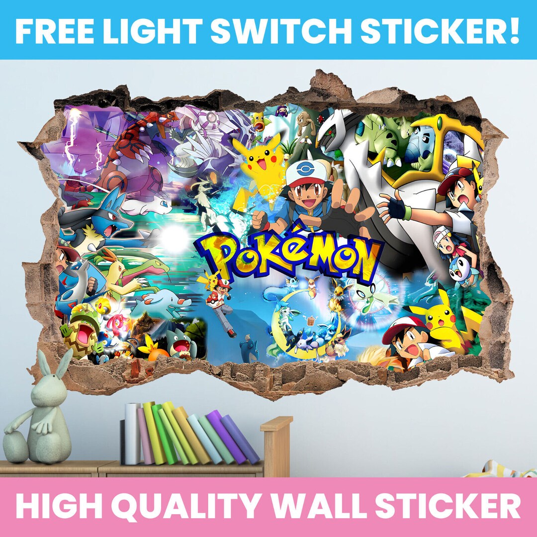 Pokemon Broken Wall Art Sticker Bedroom Decal - Etsy