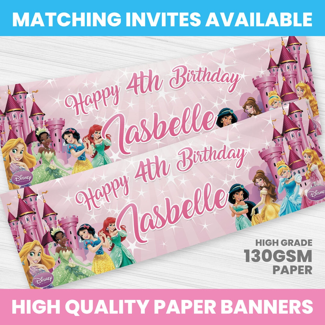 Personalised Disney Princess Birthday Banners - Etsy