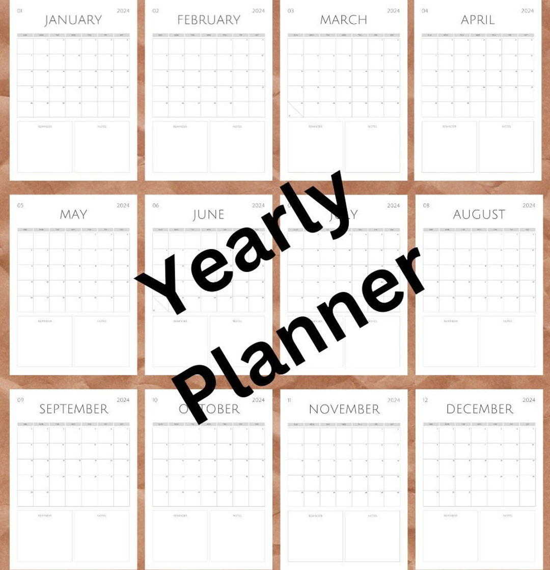 12 Month Calendar and Planner, Printable A4 Journal Pages - Etsy