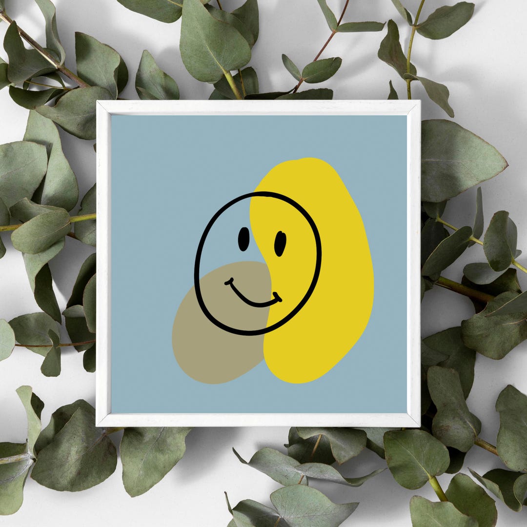 Minimalist Smiley Face Line Art Digital File - Etsy