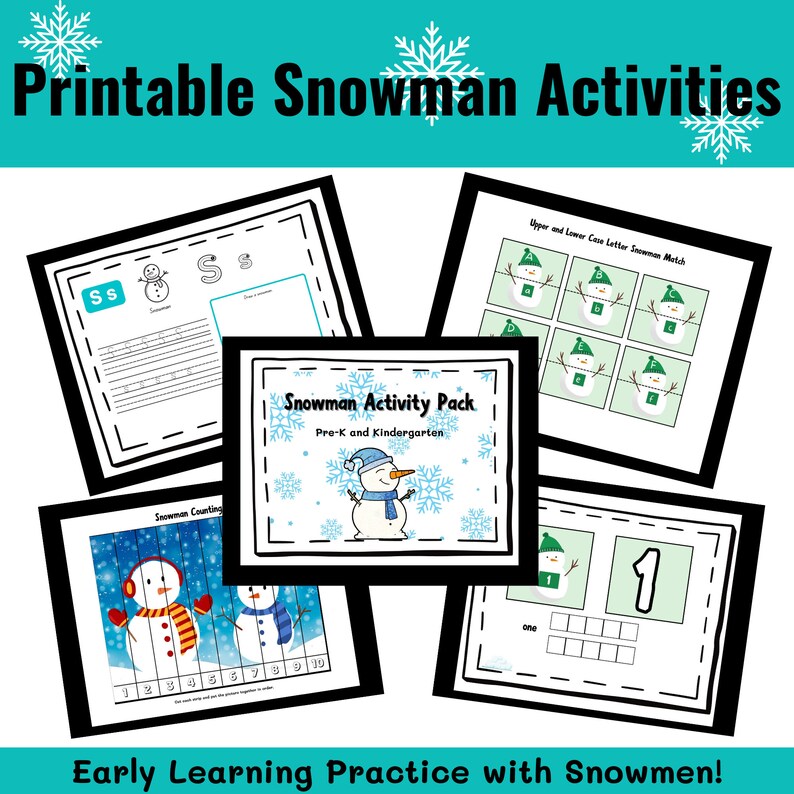 Snowman Winter Activities Printables - Etsy
