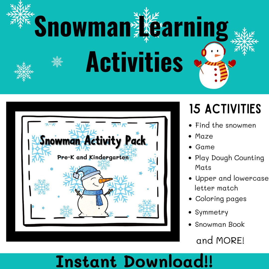 Snowman Winter Activities Printables - Etsy