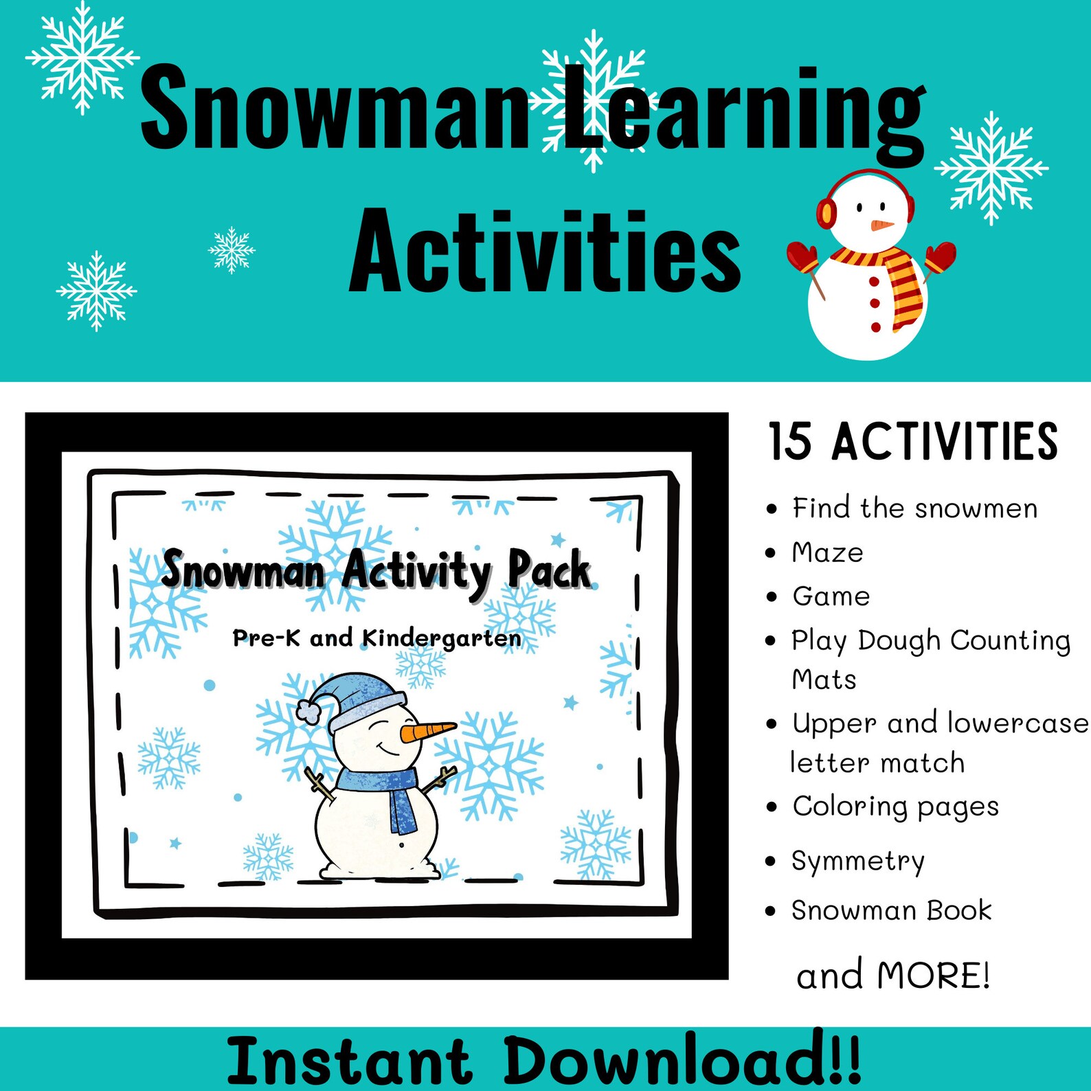 Snowman Winter Activities Printables - Etsy