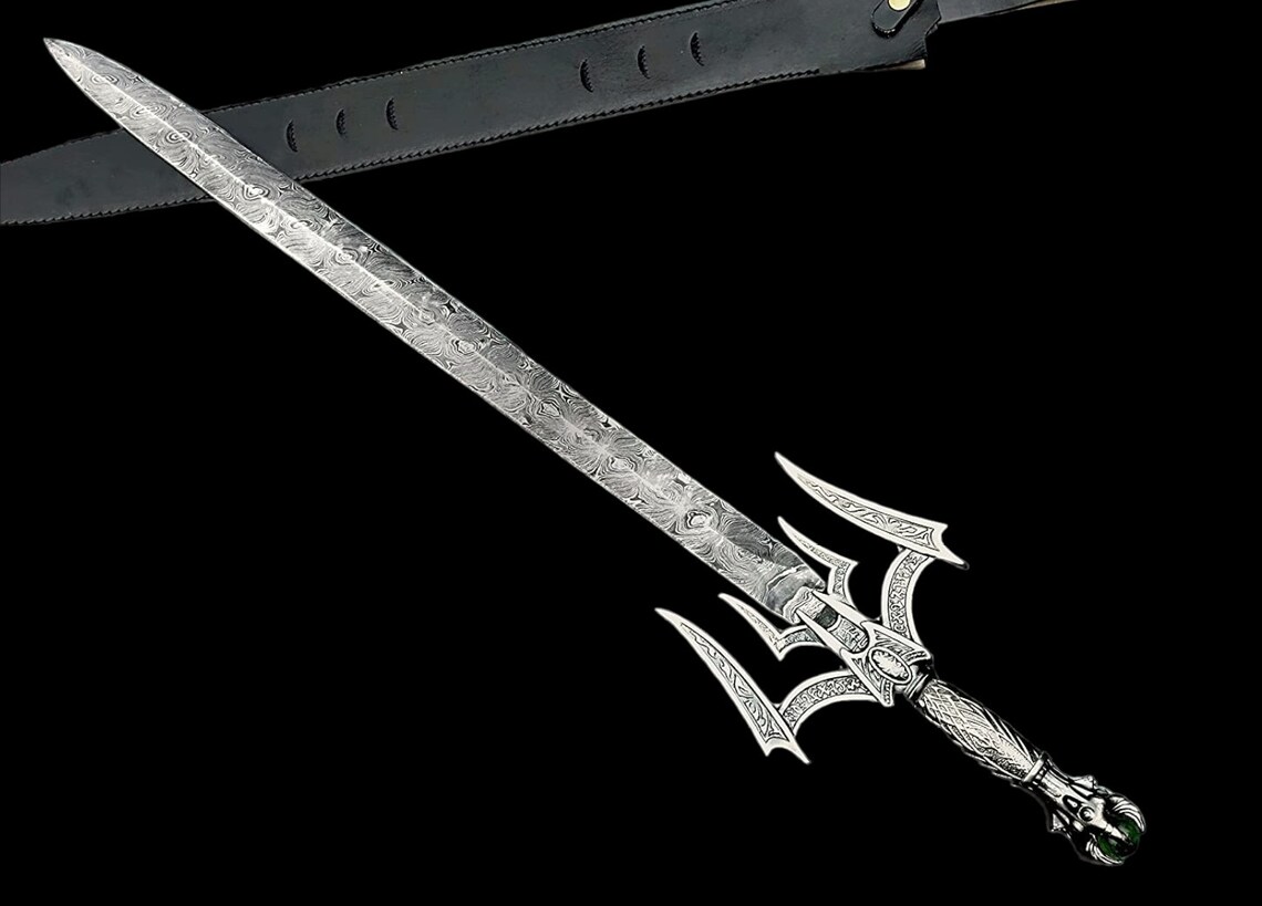 Handmade Damascus Steel Long Barbarian Sword / Templar Knight Sword - Etsy
