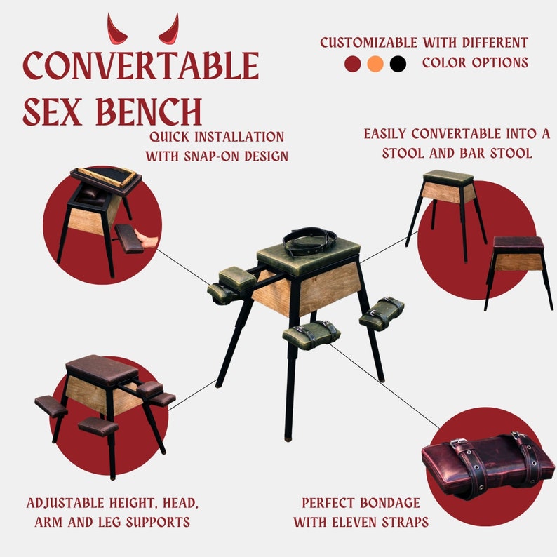 Customizable Convertable BDSM Bench and Stool, Handmade Sex Bench ...