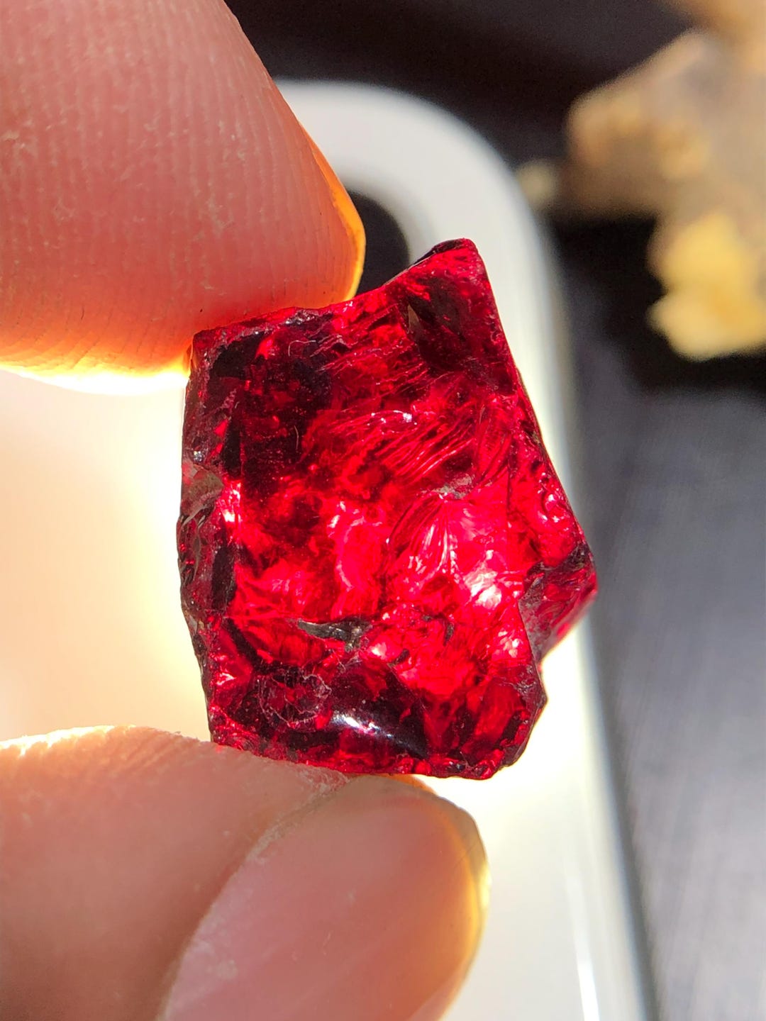 Natural Red Garnet Rough, Blood Red Color Brilliant Crystal in ...
