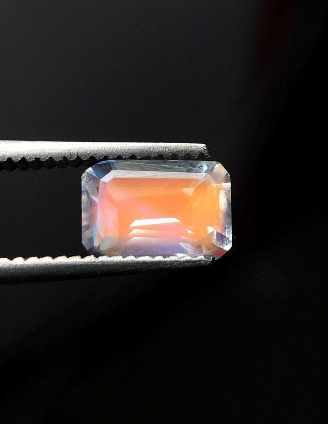 Rainbow Moonstone Octagon, Multi Fire Madagascar Moonstone, 7x4 MM ...