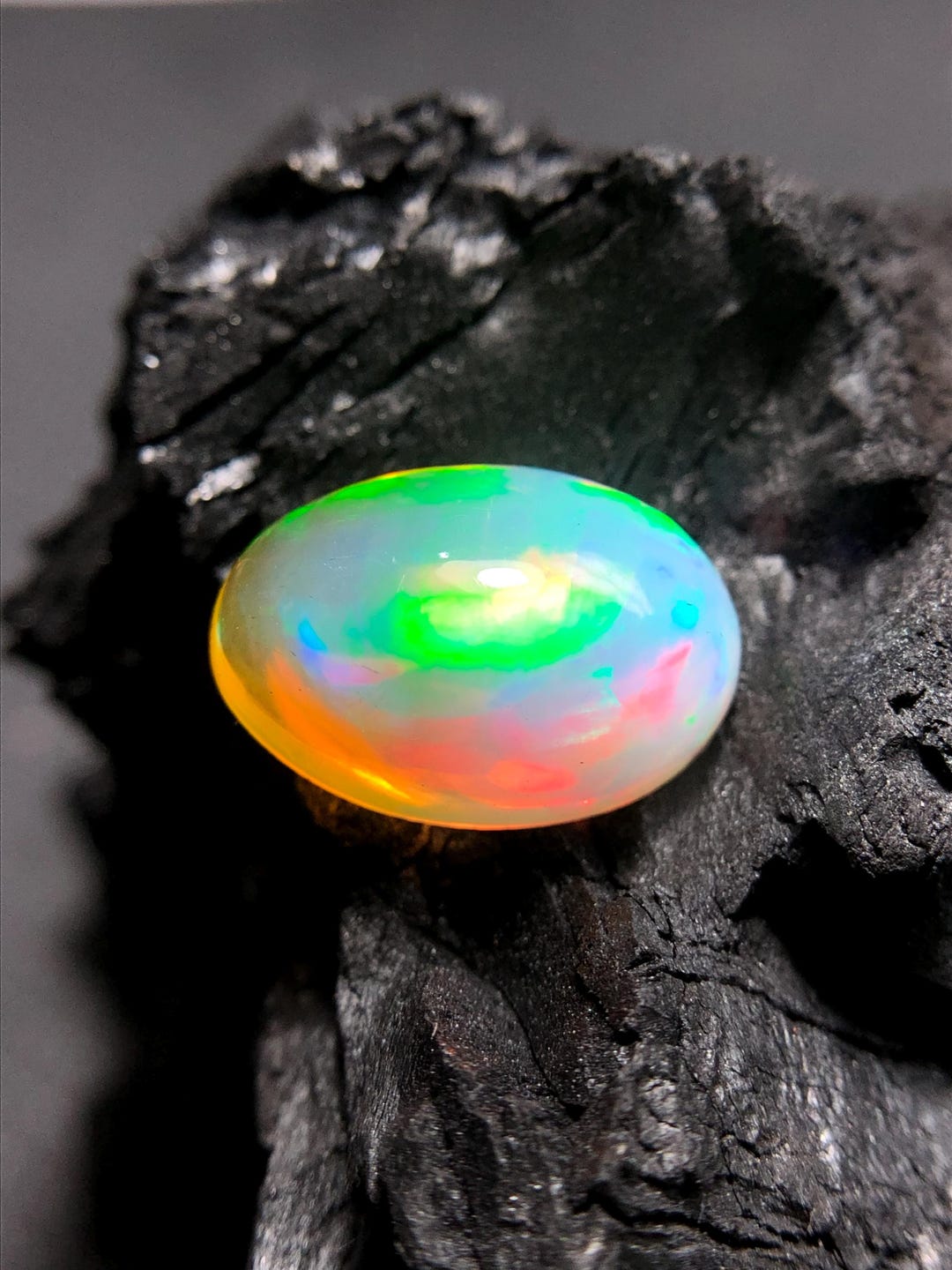 Multi Fire Orange Green Yellow Color Ethiopian Opal, 14X9 MM Loose ...