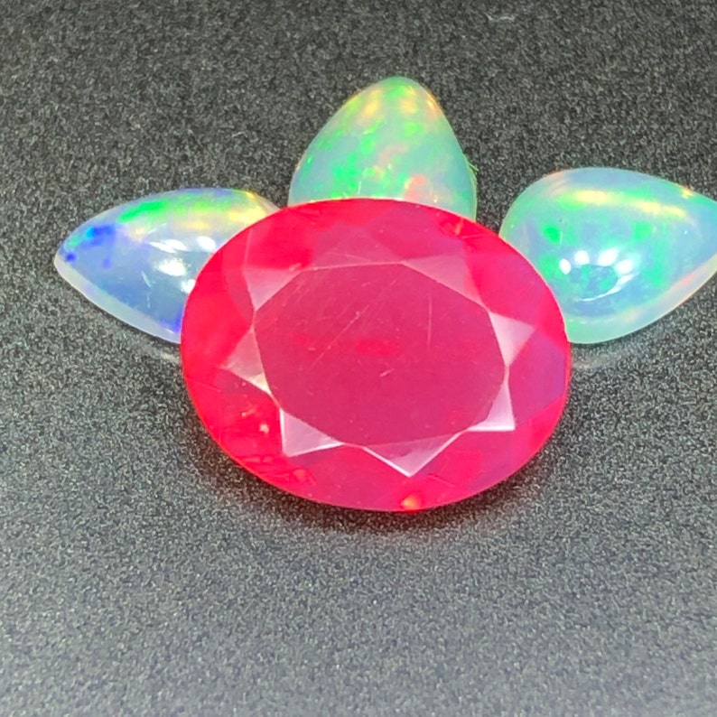 Natural Red Ethiopian Opal, 10x8 MM Loose Faceted Opal Oval, 1.35 ...
