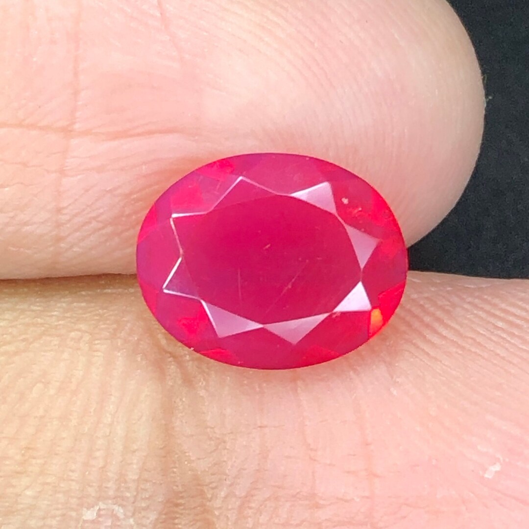 Natural Red Ethiopian Opal, 10x8 MM Loose Faceted Opal Oval, 1.35 ...