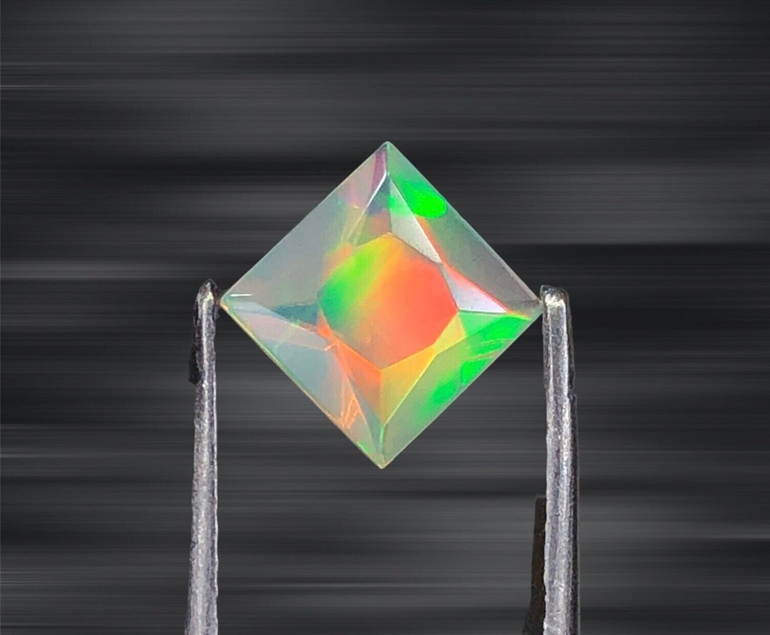 Princess Cut Natural Opal Square, Orange Green Fire Opal, Ring Size ...