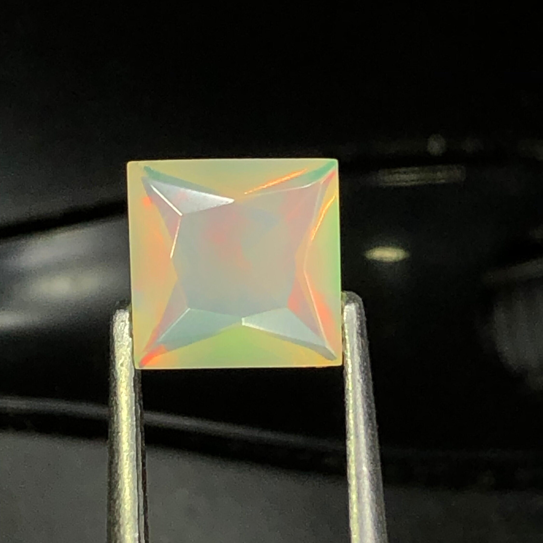Green & Orange Fire Princess Cut Square Opal, 6 MM Loose Natural ...