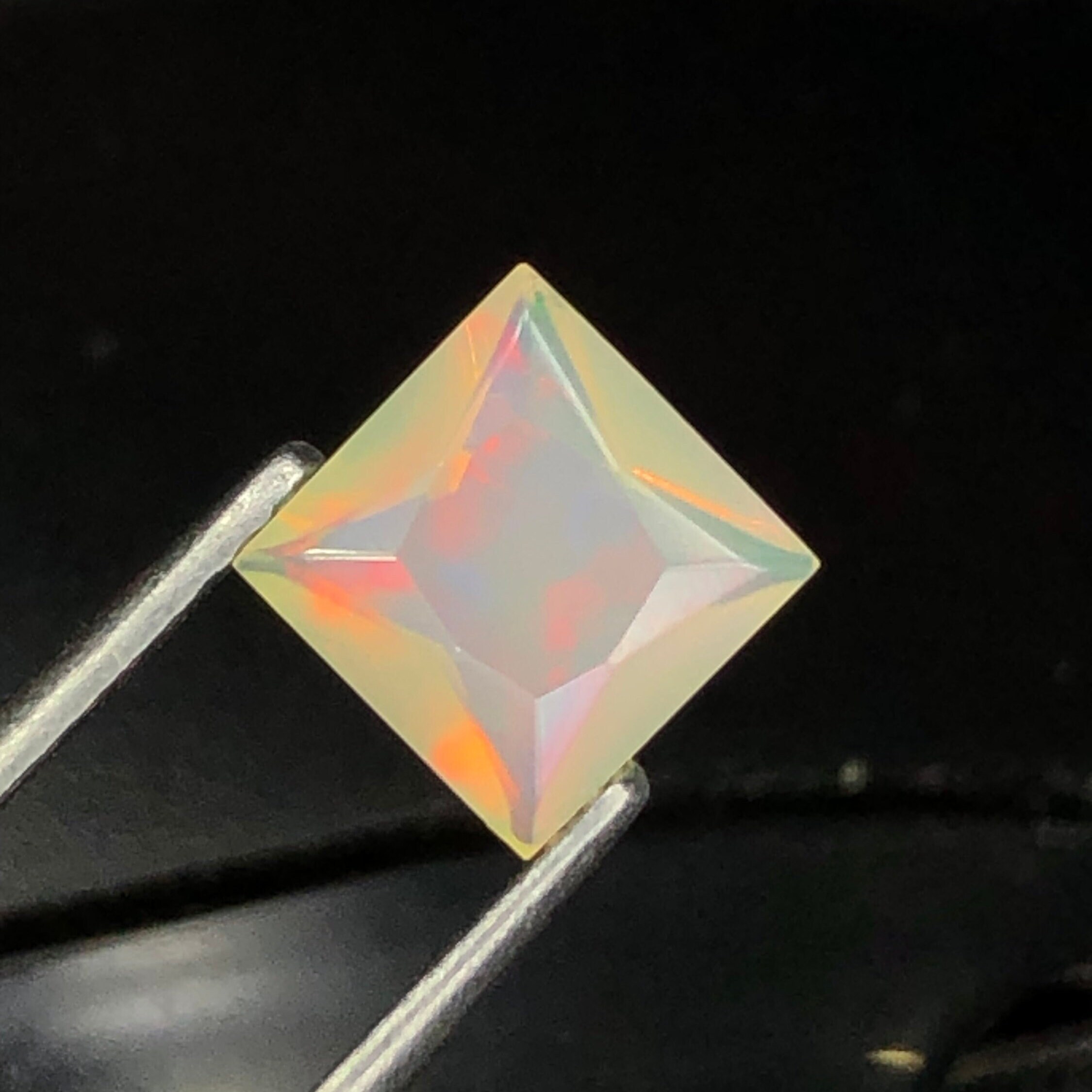 Green & Orange Fire Princess Cut Square Opal, 6 MM Loose Natural ...