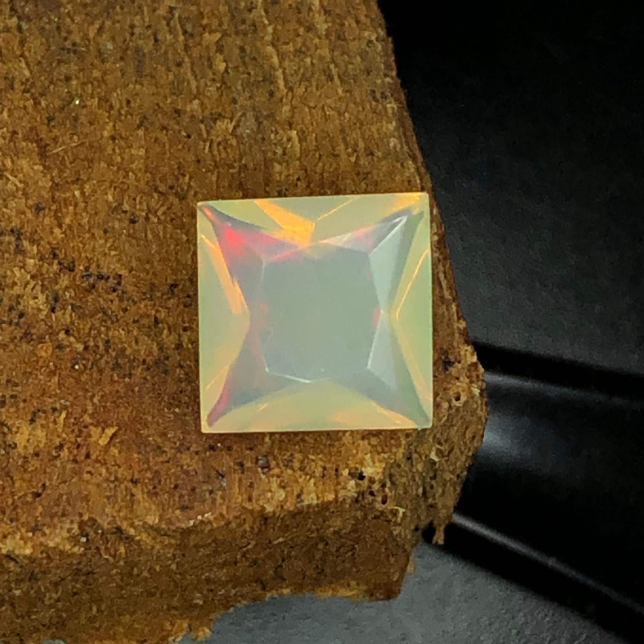 Green & Orange Fire Princess Cut Square Opal, 6 MM Loose Natural ...