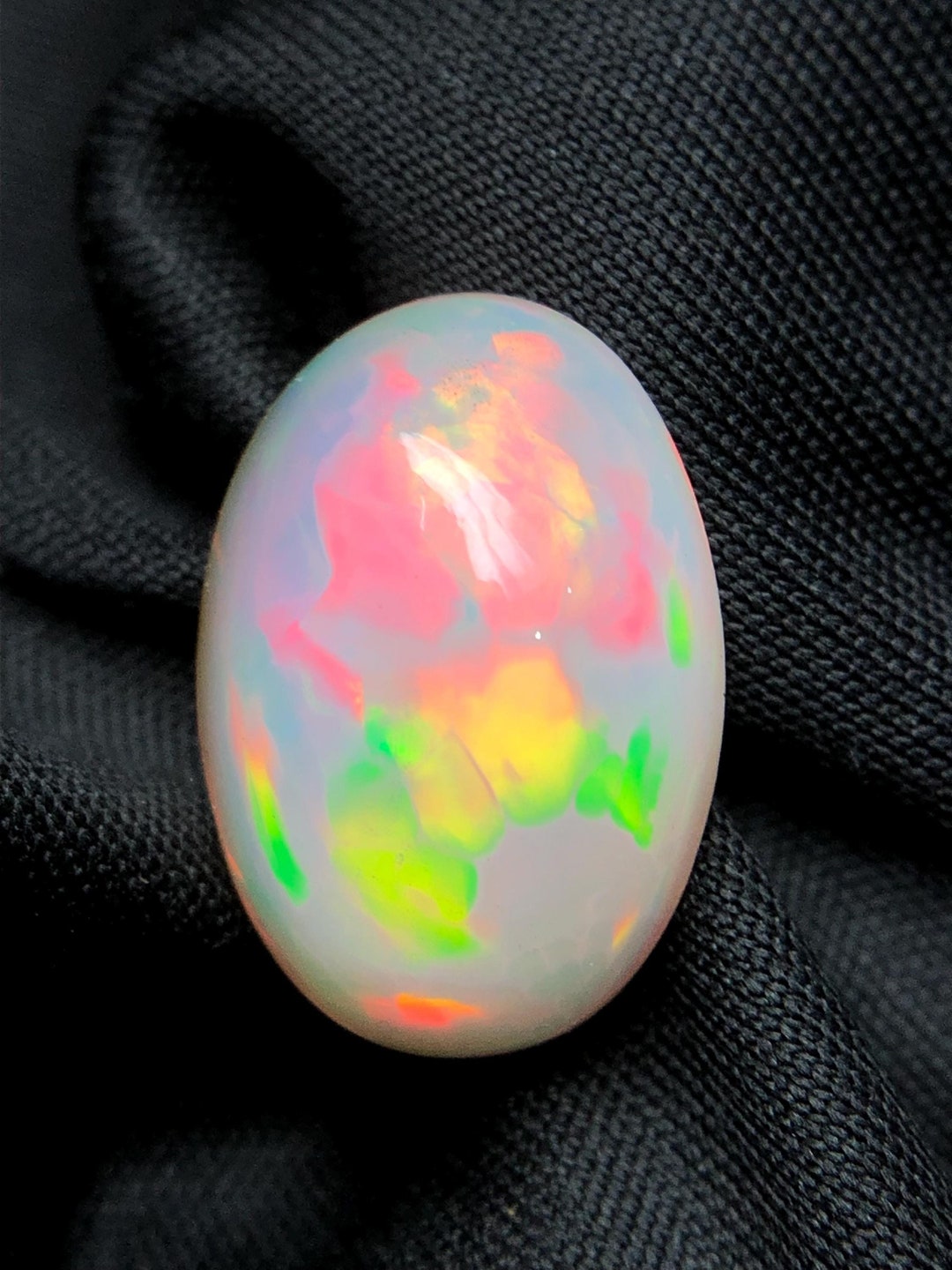 Natural Honeycomb White Ethiopian Opal, 6.20ct Yellow Green Orange Welo ...