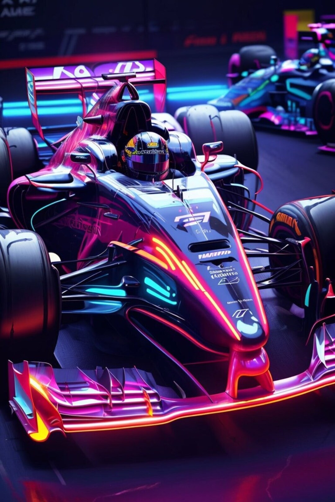 Abstract Neon Art for Formula 1 Racing Car Neon Car Art - Etsy