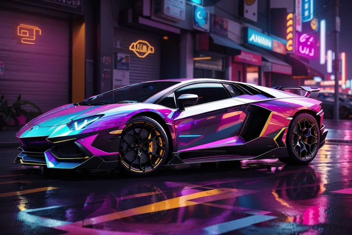 Lamborghini Aventador Neon Car Art Print: 2023 ULTIMAE (PDF Download ...
