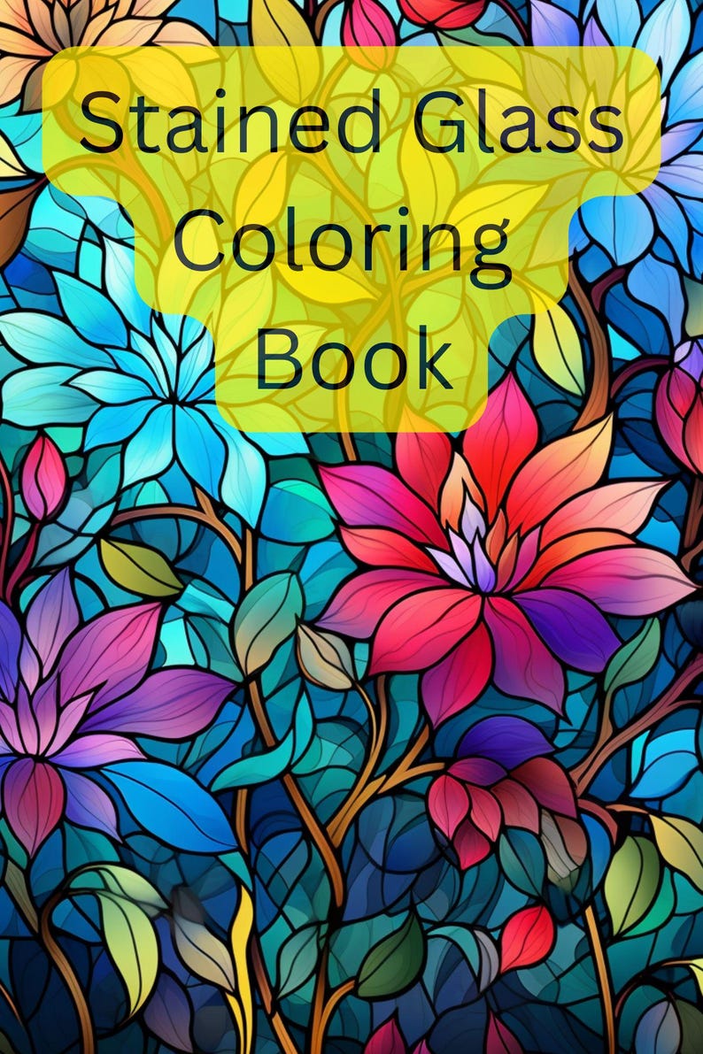 200 Floral Stained Glass Coloring Pages for Adults. - Etsy