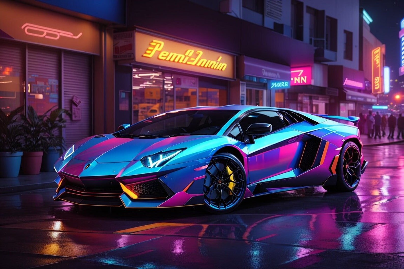 Neon Art For2023 Lamborghini AVENTADOR LP 780-4 ULTIMAE, Neon Car , Car ...
