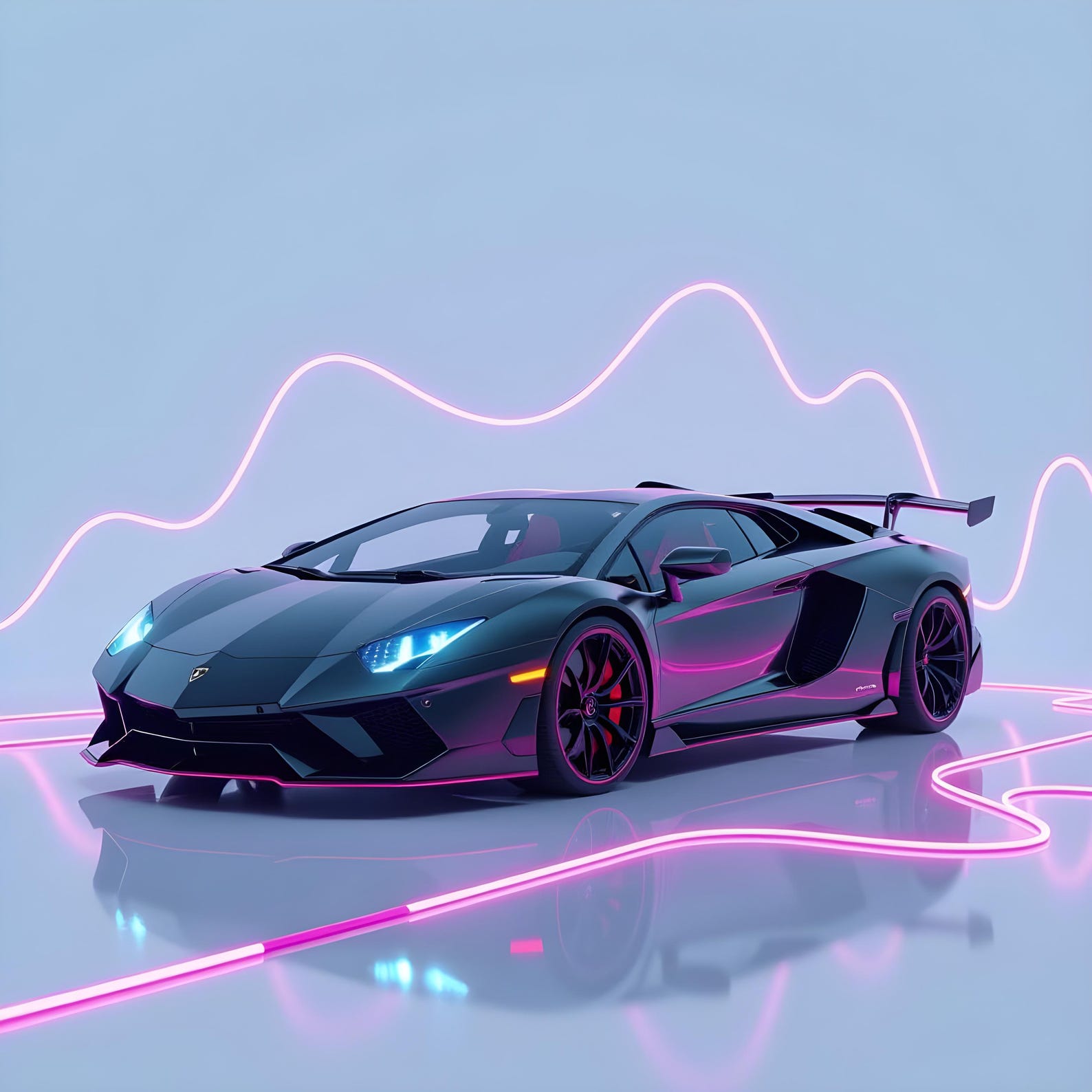 2025 Lamborghini Aventador Neon Car Art Print (digital Download 14x16 ...
