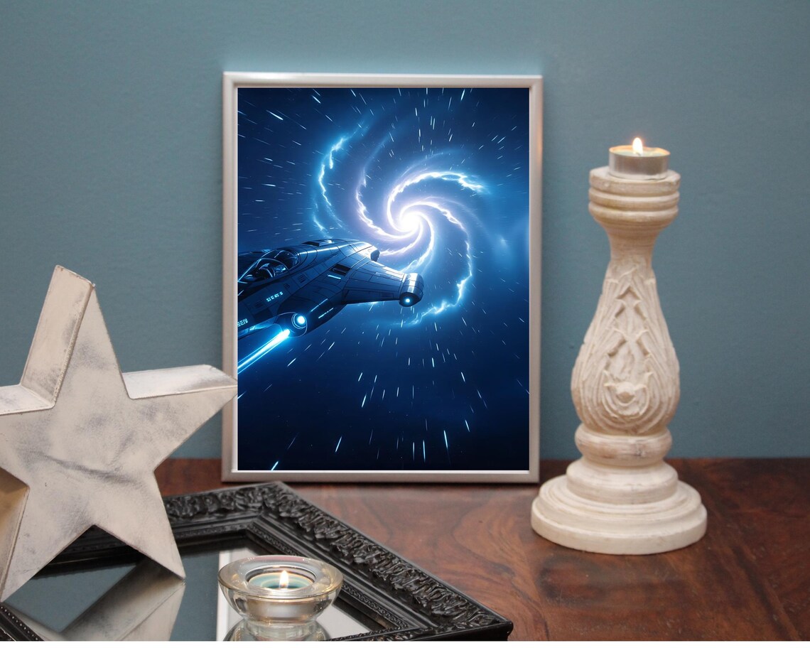 Sci-fi Starship Wormhole Print, Futuristic Space Art (digital Download ...