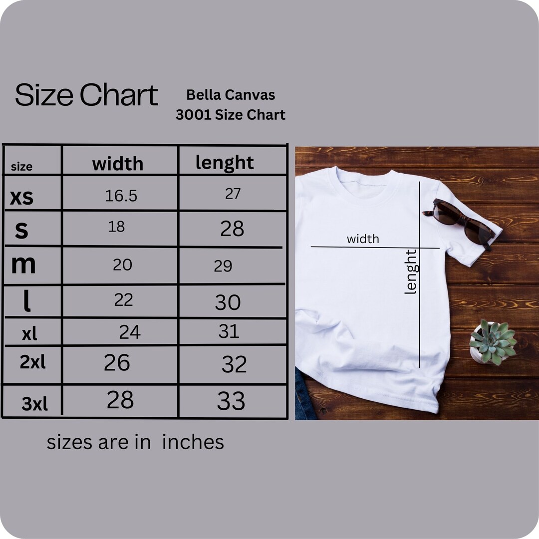 Size Chart,5x7 Size Chart, White Size Chart ,template Size Chart - Etsy