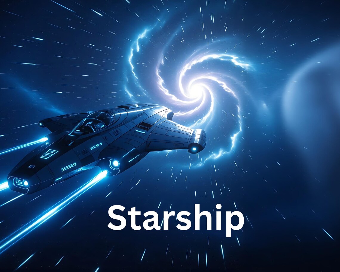 Sci-fi Starship Wormhole Print, Futuristic Space Art (digital Download ...