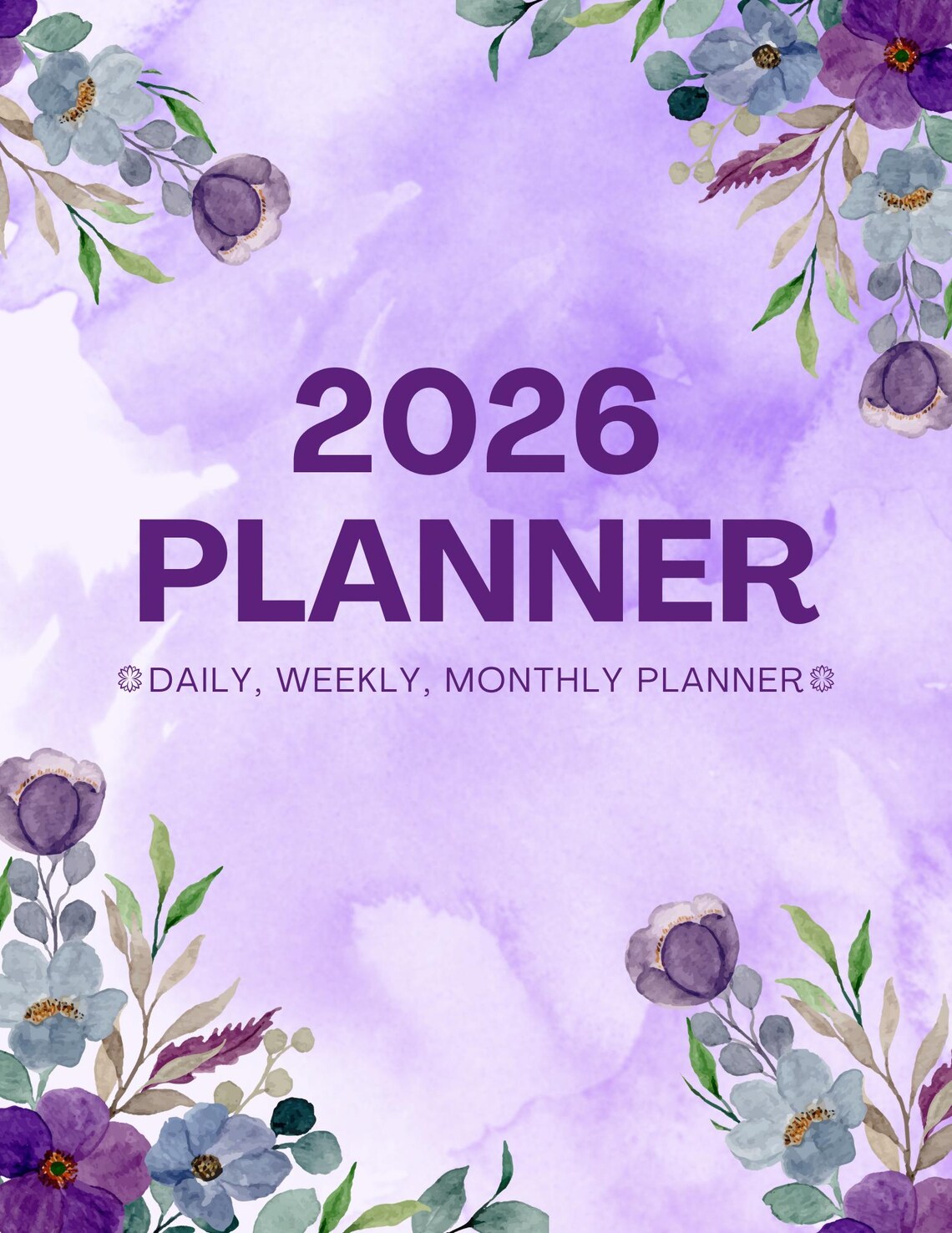 2026 Planner Canva Template: Daily, Weekly, Monthly (editable, 8.5x11 ...