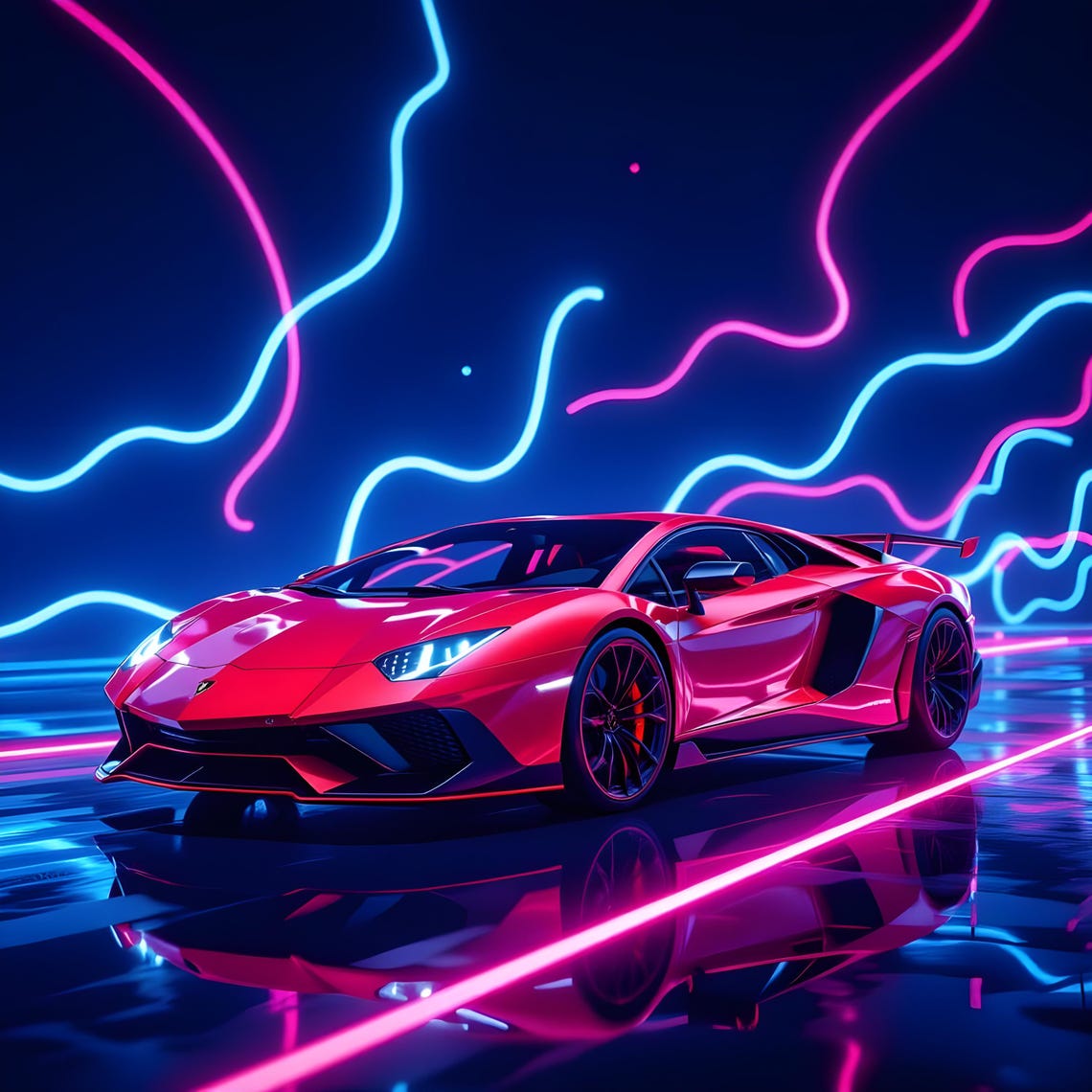 2025 Lamborghini Aventador Neon Car Art Print (digital Download 14x16 ...